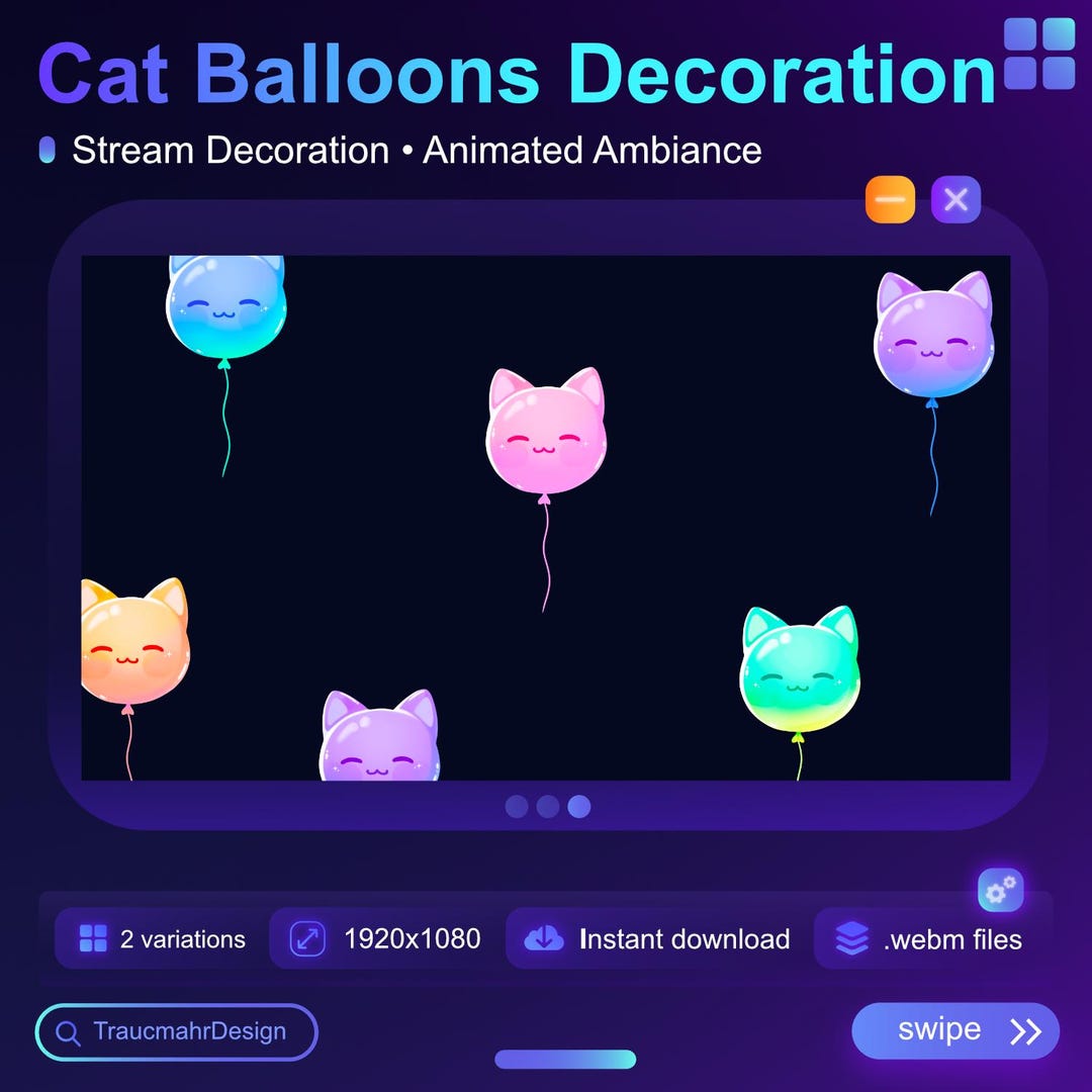 Cat Balloons Animated Decoration | Birthday | Hype Celebration Stream ...