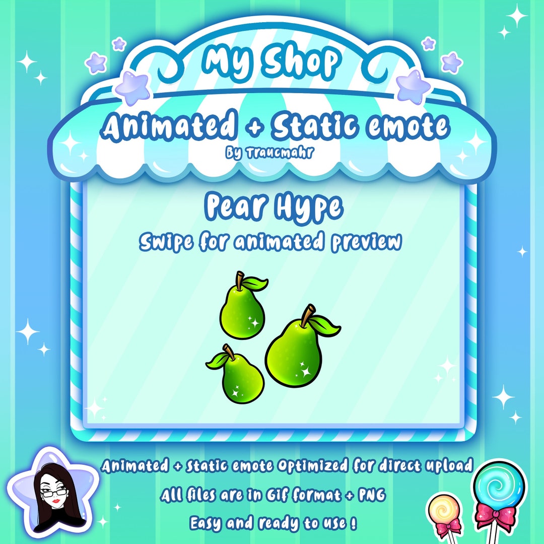 ANIMATED + STATIC EMOTE, Pear Emote, Pear Hype, Fruit Emote, Pear Emoji ...