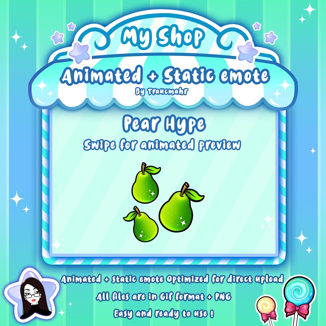 ANIMATED + STATIC EMOTE, Pear Emote, Pear Hype, Fruit Emote, Pear Emoji ...