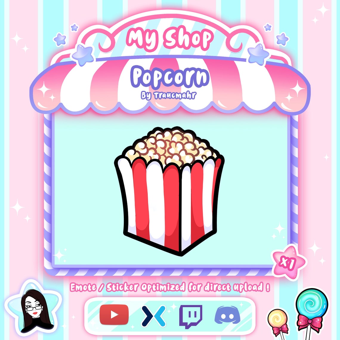 Popcorn Emote for Twitch Discord and More - Etsy