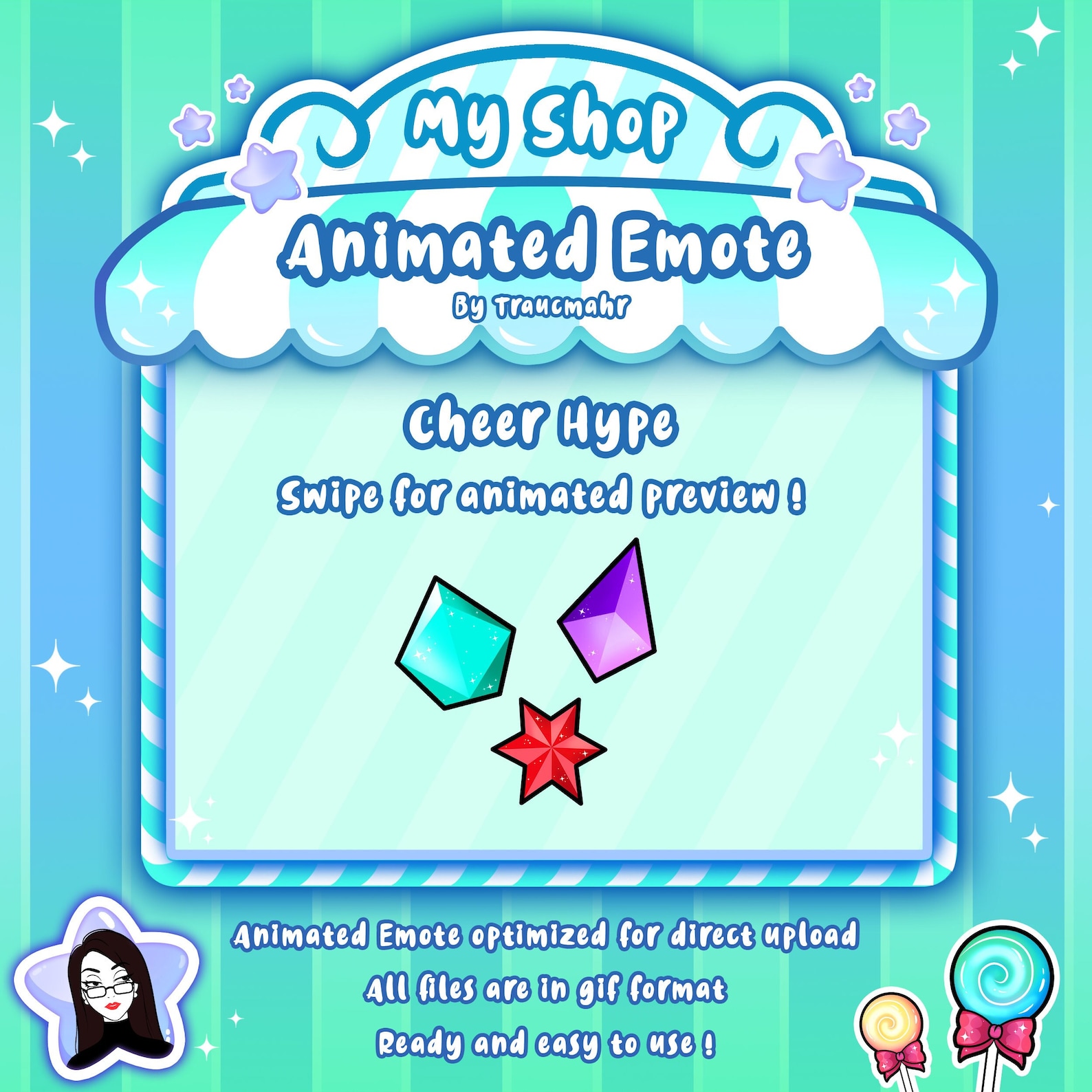 ANIMATED EMOTE Cheer Emote Cheer Hype Emote Cheer Bits - Etsy