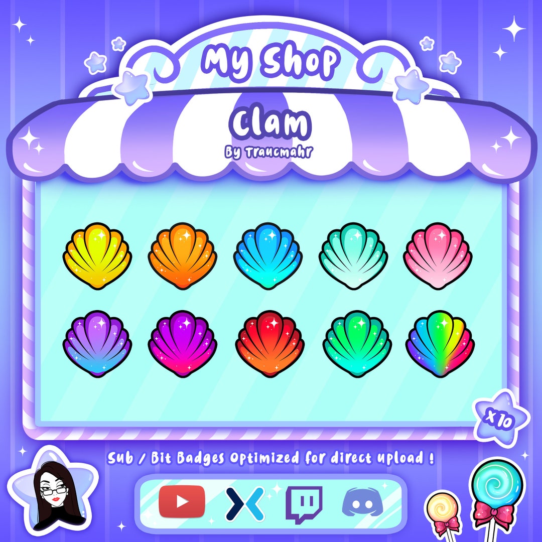 Glossy Clam Sub / Bit Badges for Twitch, Discord and More ! Twitch ...