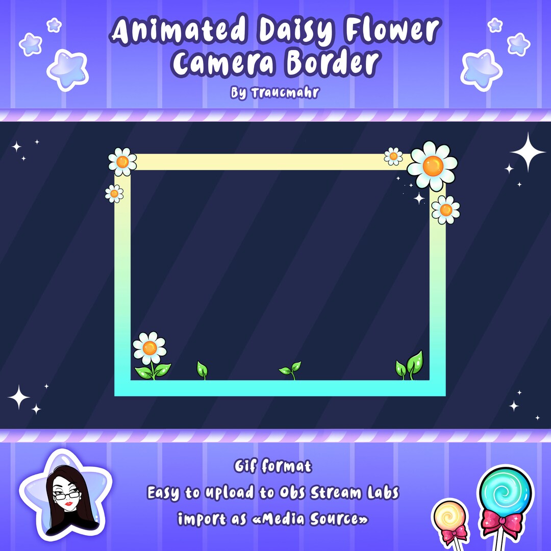 ANIMATED Cute Daisy Flower Camera Border for Your Stream ! Twitch and ...