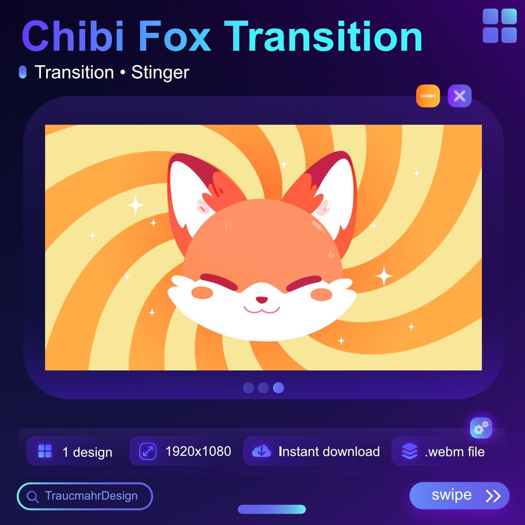 Chibi Red Fox Animated Transition | Stinger | Stream Animation ...
