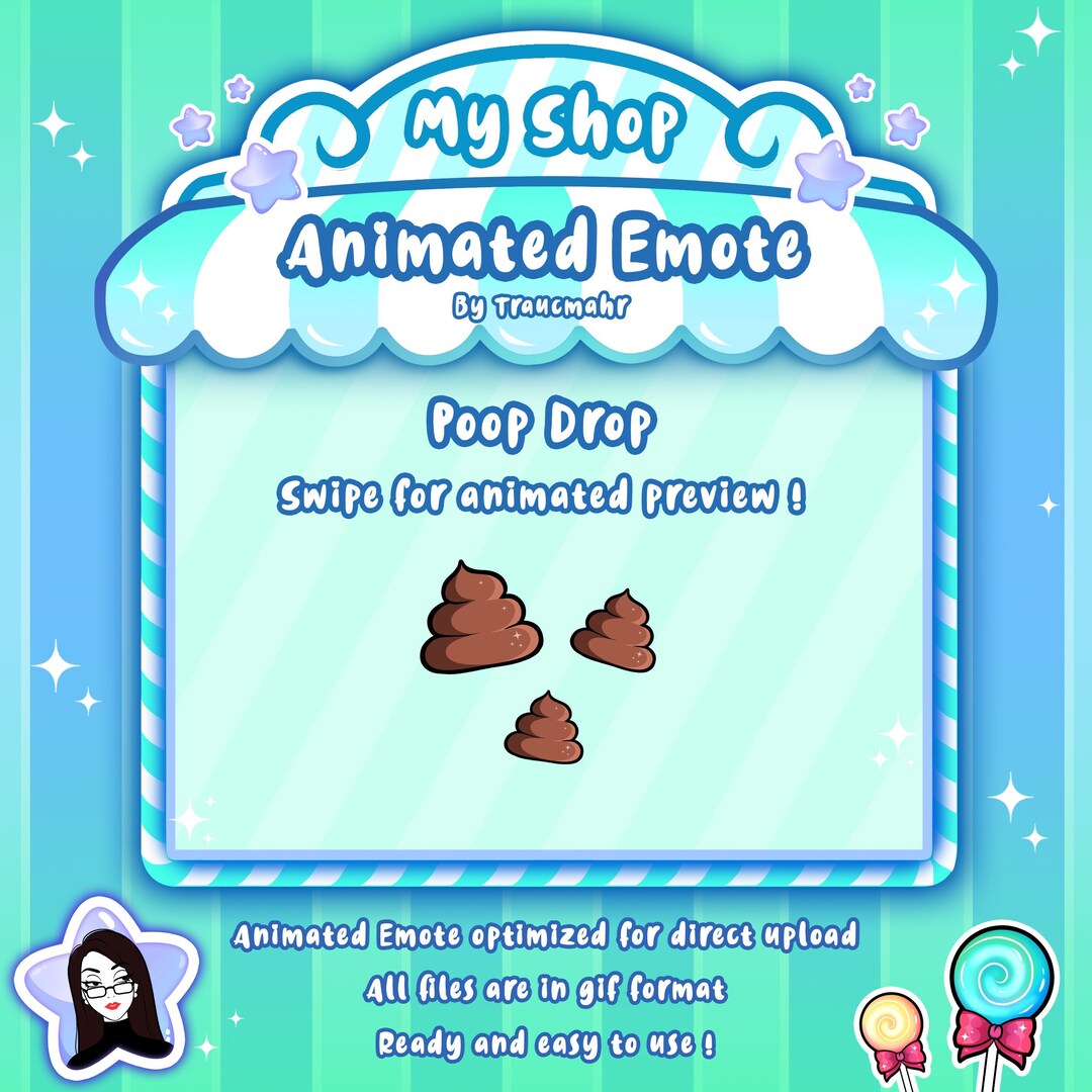 ANIMATED Poop Emote, Poop Drop Emote for Twitch and Discord ! Emote ...