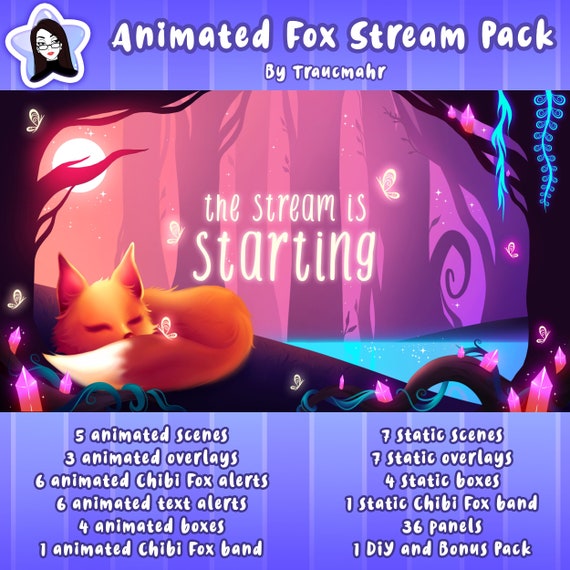 ANIMATED Fox Stream Pack Overlays Scenes Alerts Panels - Etsy