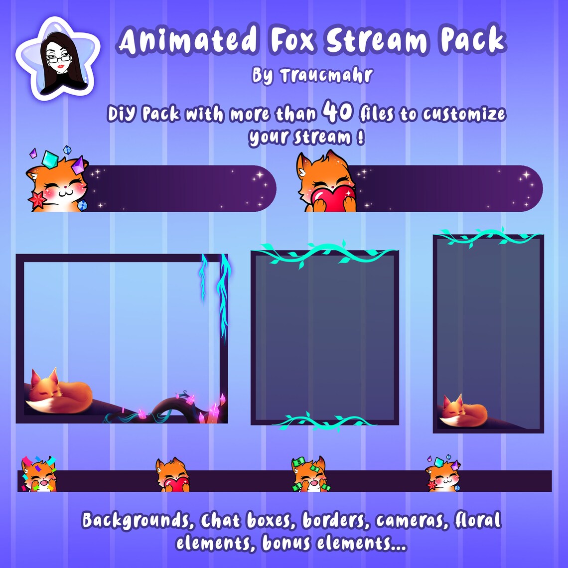 ANIMATED Fox Stream Pack Overlays Scenes Alerts Panels - Etsy