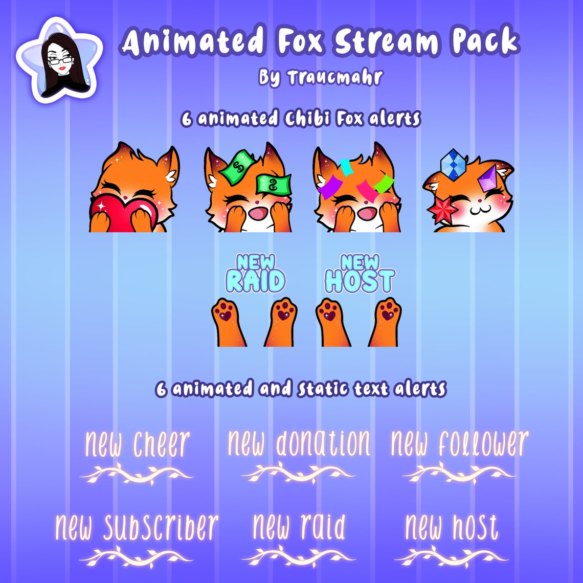 ANIMATED Fox Stream Pack Overlays Scenes Alerts Panels - Etsy