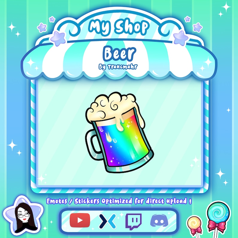 Fresh Rainbow Beer Emote or Cheermote for Twitch Discord and | Etsy