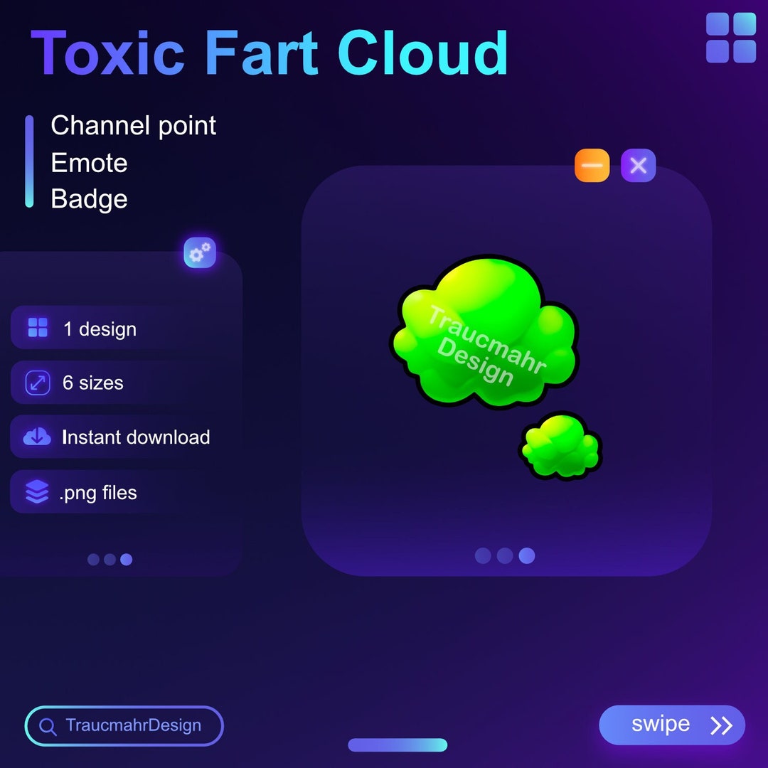Toxic Fart, Burp Emote, Twitch Channel Point, Badge, Bit Badge • Usable ...