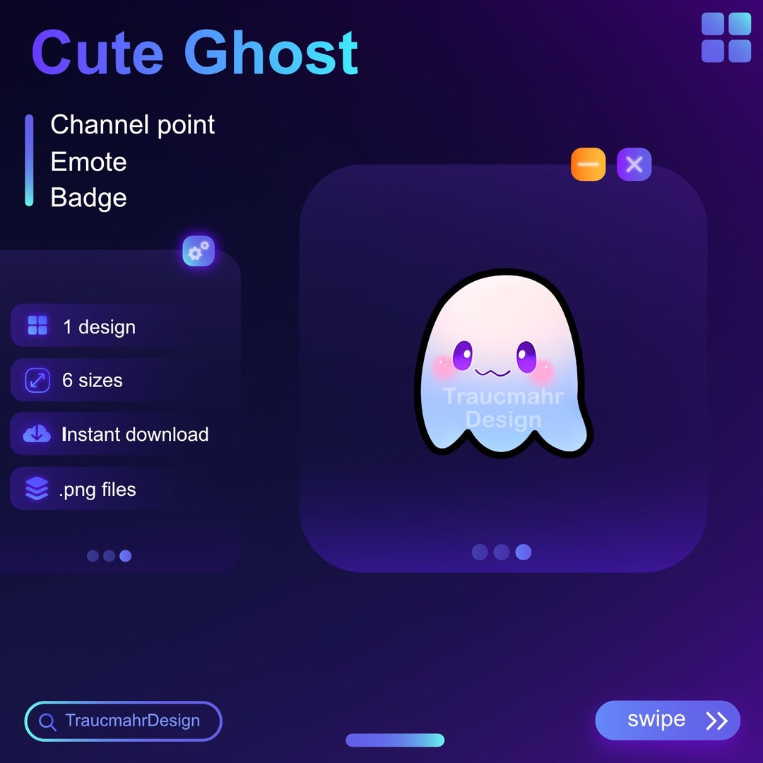 Cute Ghost | Twitch Channel Point | Emote | Subscriber Badge | Bit ...