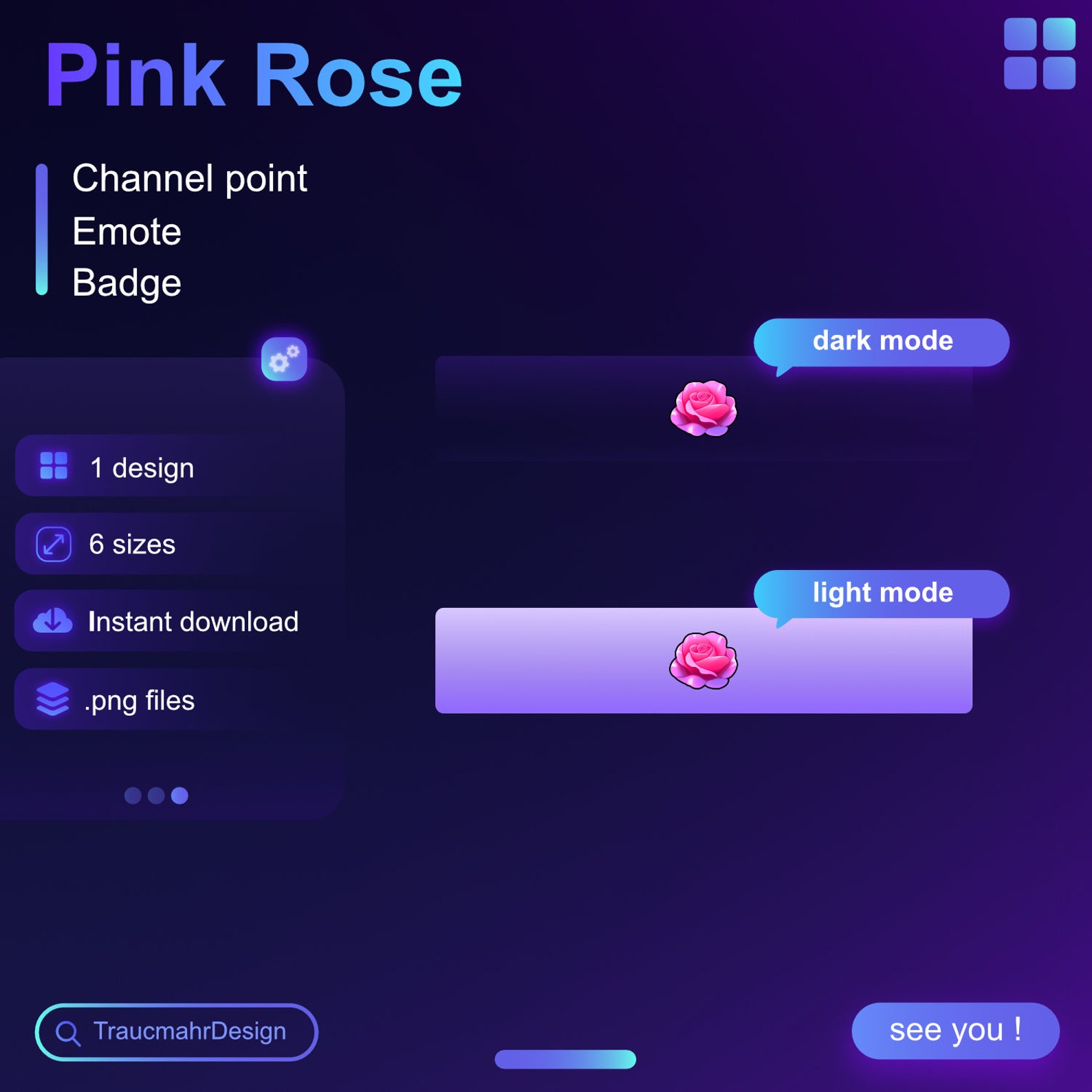 Pink Rose | Twitch Channel Point | Emote | Sub Badge | Bit Badge ...