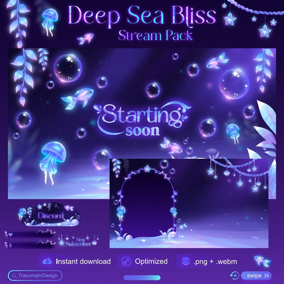 Deep Sea Bliss ANIMATED Full Stream Pack | Overlays, Scenes, Stinger ...