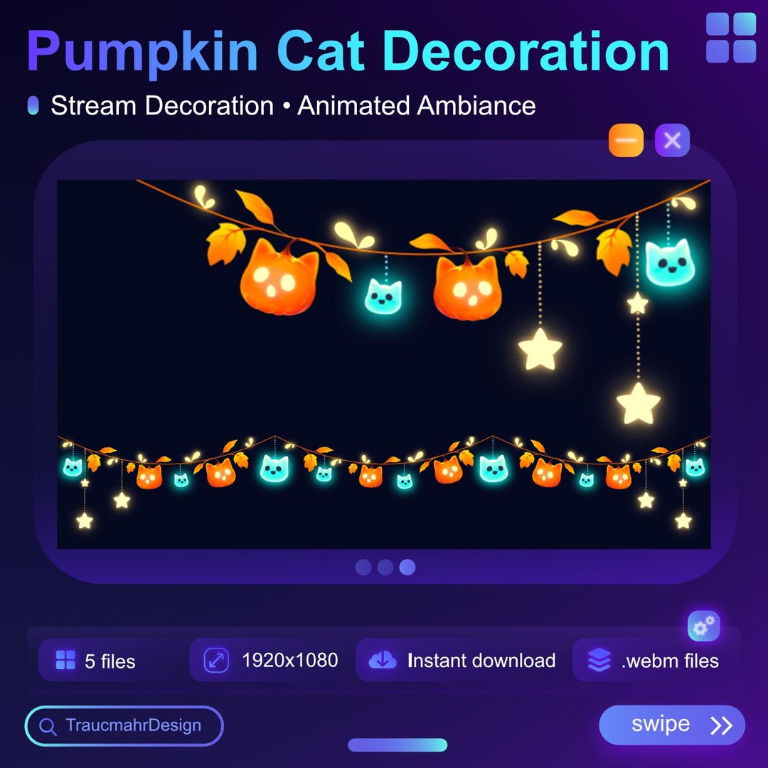 Halloween Cat Animated Stream Decoration | Cat, Autumn, Fall, Ghost ...