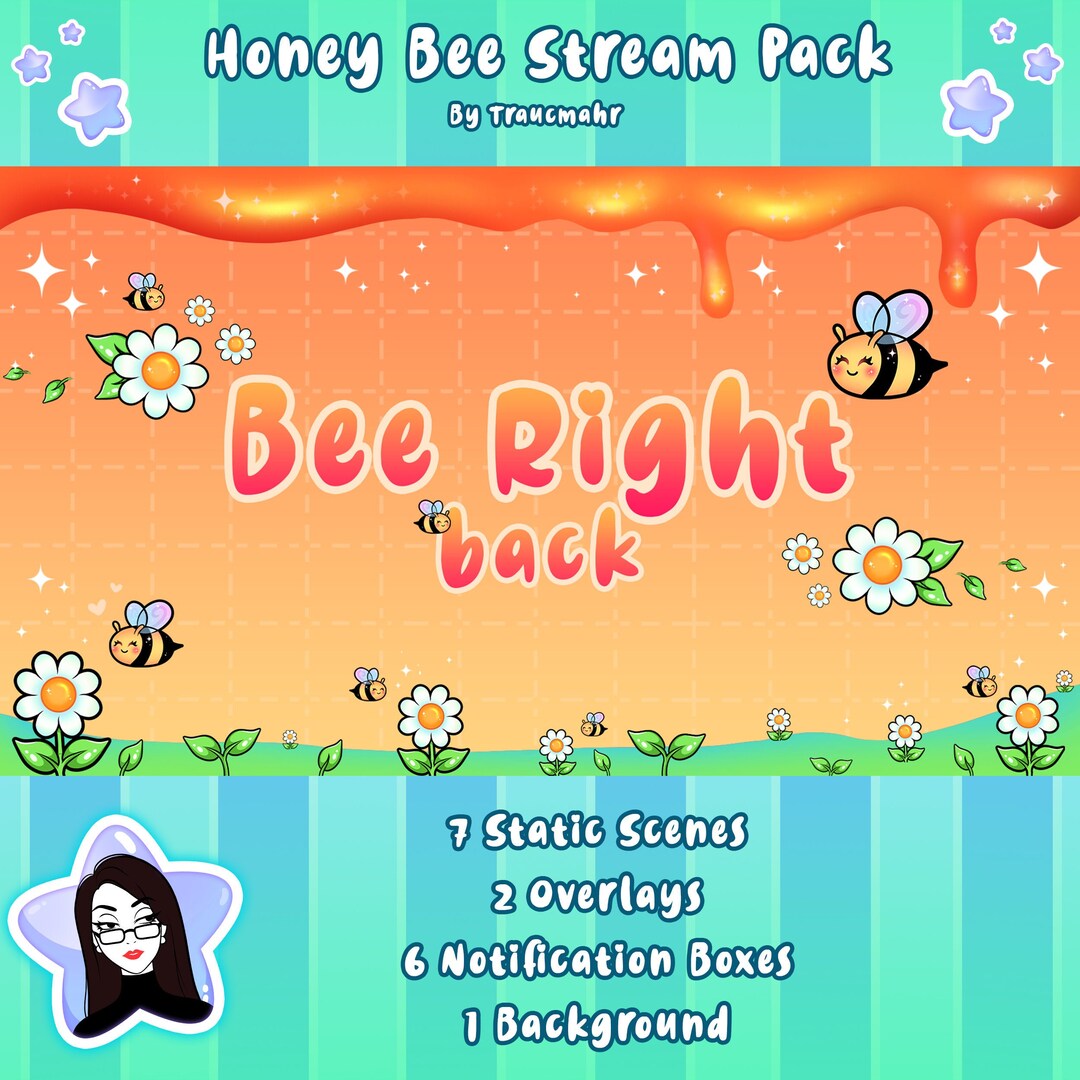 Cute Bee Honey Stream Pack, Scenes, Overlays and Boxes for Streaming on ...