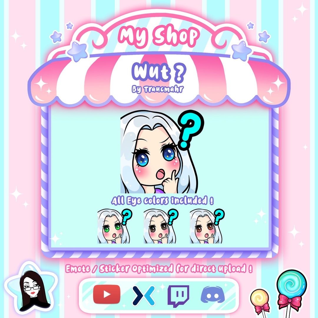 Confused Wut White Hair Girl Emote for Twitch, Discord and More ! - Etsy