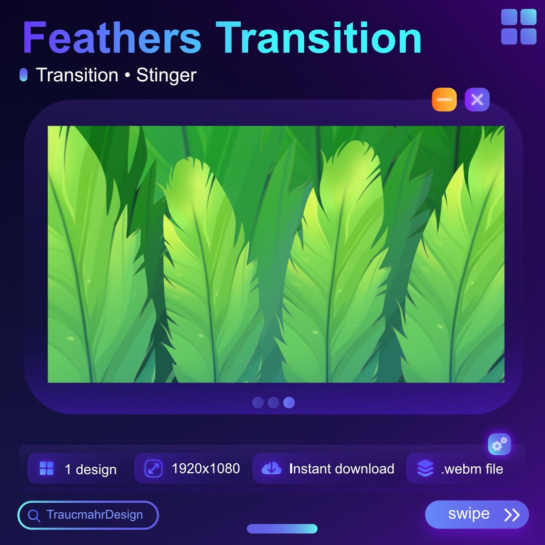 Green Feathers | Animated Transition | Stinger | Stream Animation ...