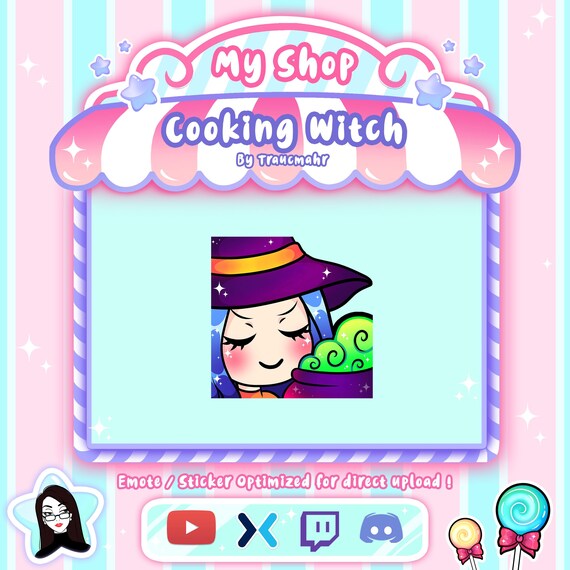 Cute Chibi Witch Blue Hair Emote for Twitch Discord Mixer | Etsy