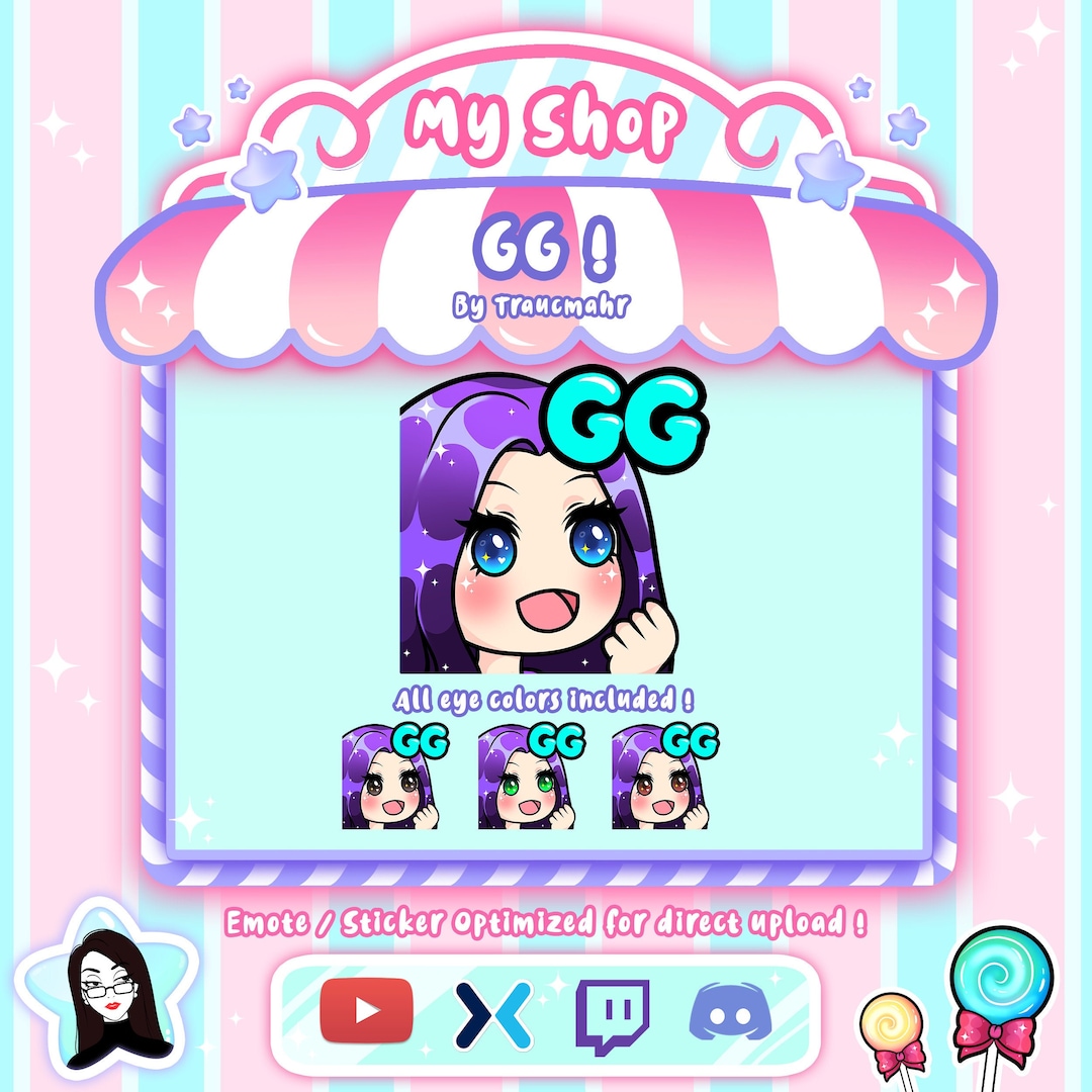 GG Purple Hair Emote for Twitch, Discord, Mixer and More ! Twitch ...