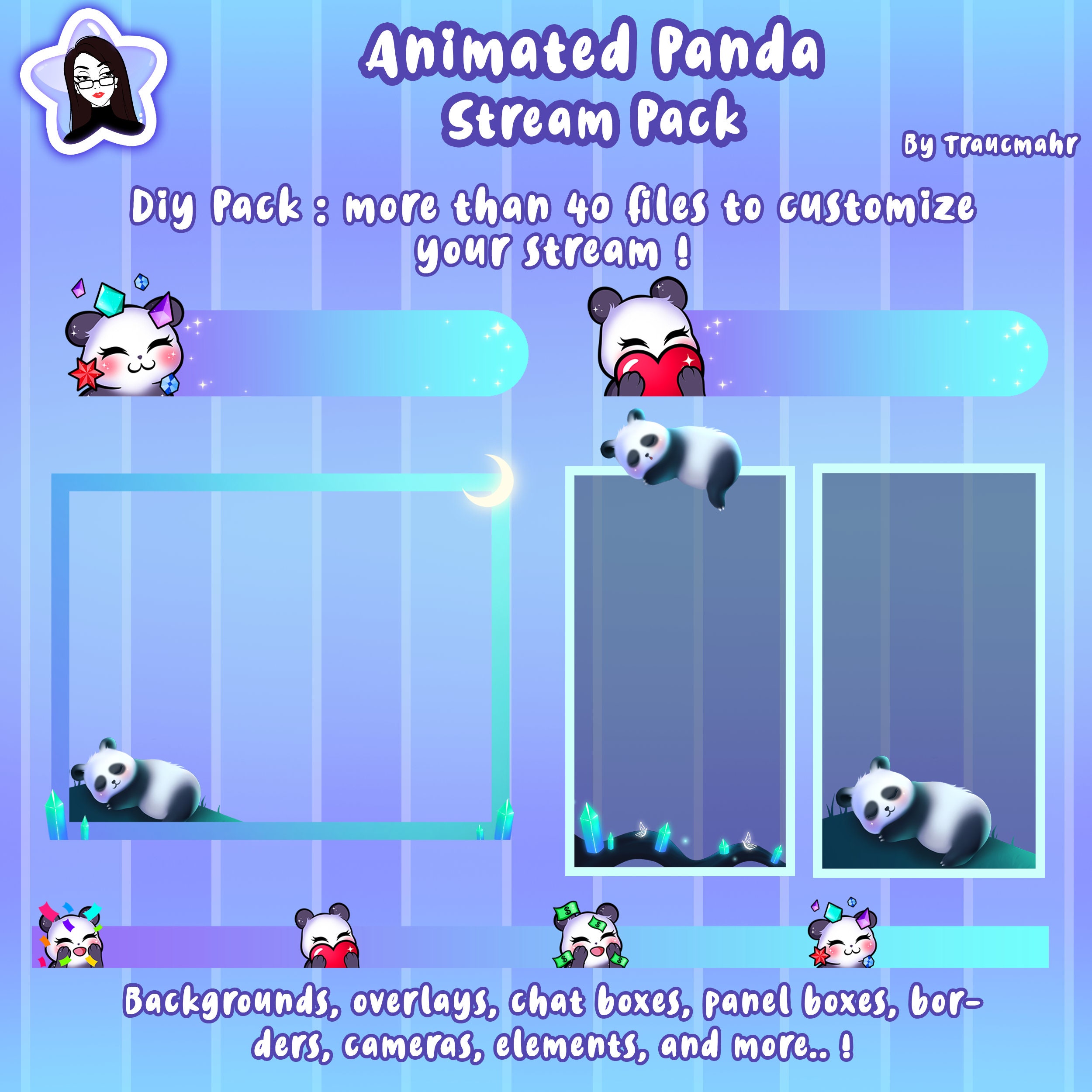 ANIMATED Panda Stream Pack, Overlays, Scenes, Alerts, Panels, Camera ...