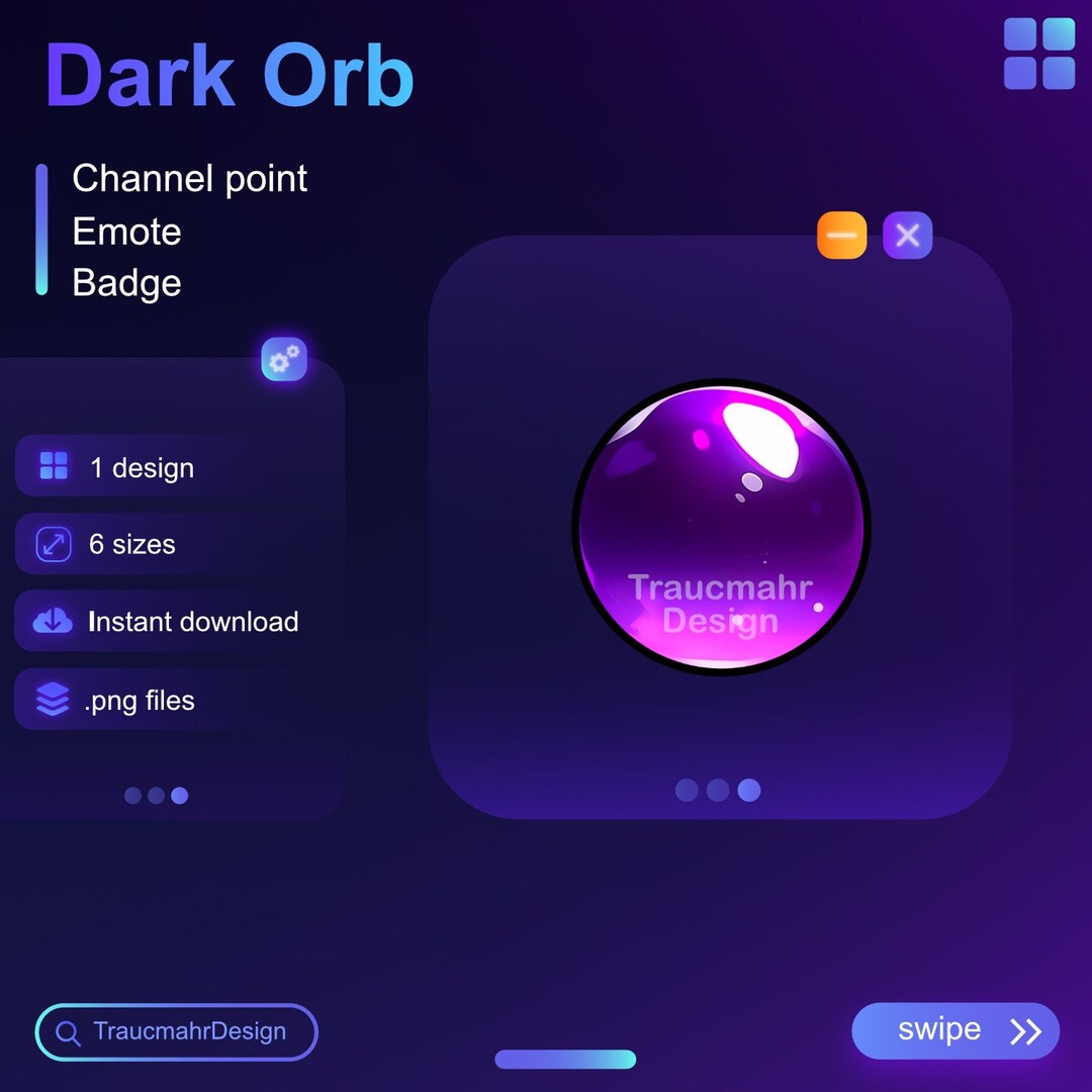 Dark Purple Orb | Twitch Channel Point | Emote | Sub Badge | Bit Badge ...