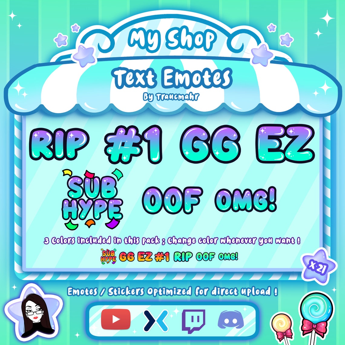 21 Text Emotes Pack for Twitch Discord Mixer and More Rip - Etsy