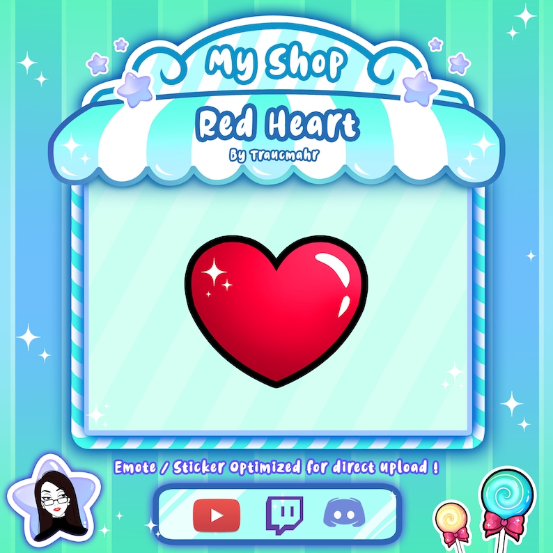 Cute Glossy Red Heart Emote for Twitch, Discord and More ! - Etsy