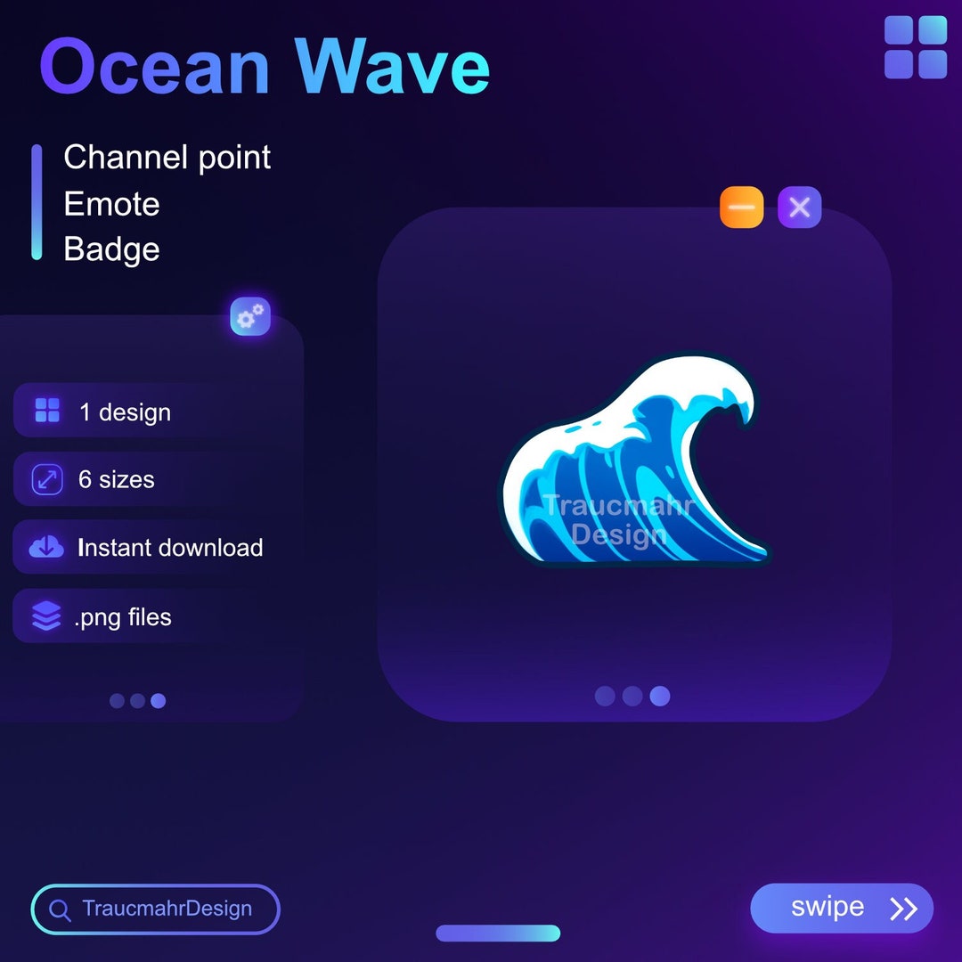 Blue Ocean Wave | Twitch Channel Point | Emote | Sub Badge | Bit Badge ...