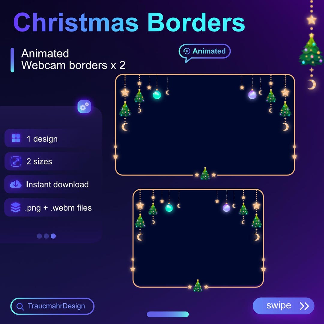 Christmas Webcam Borders | Camera Borders | Overlay | Vtuber ...