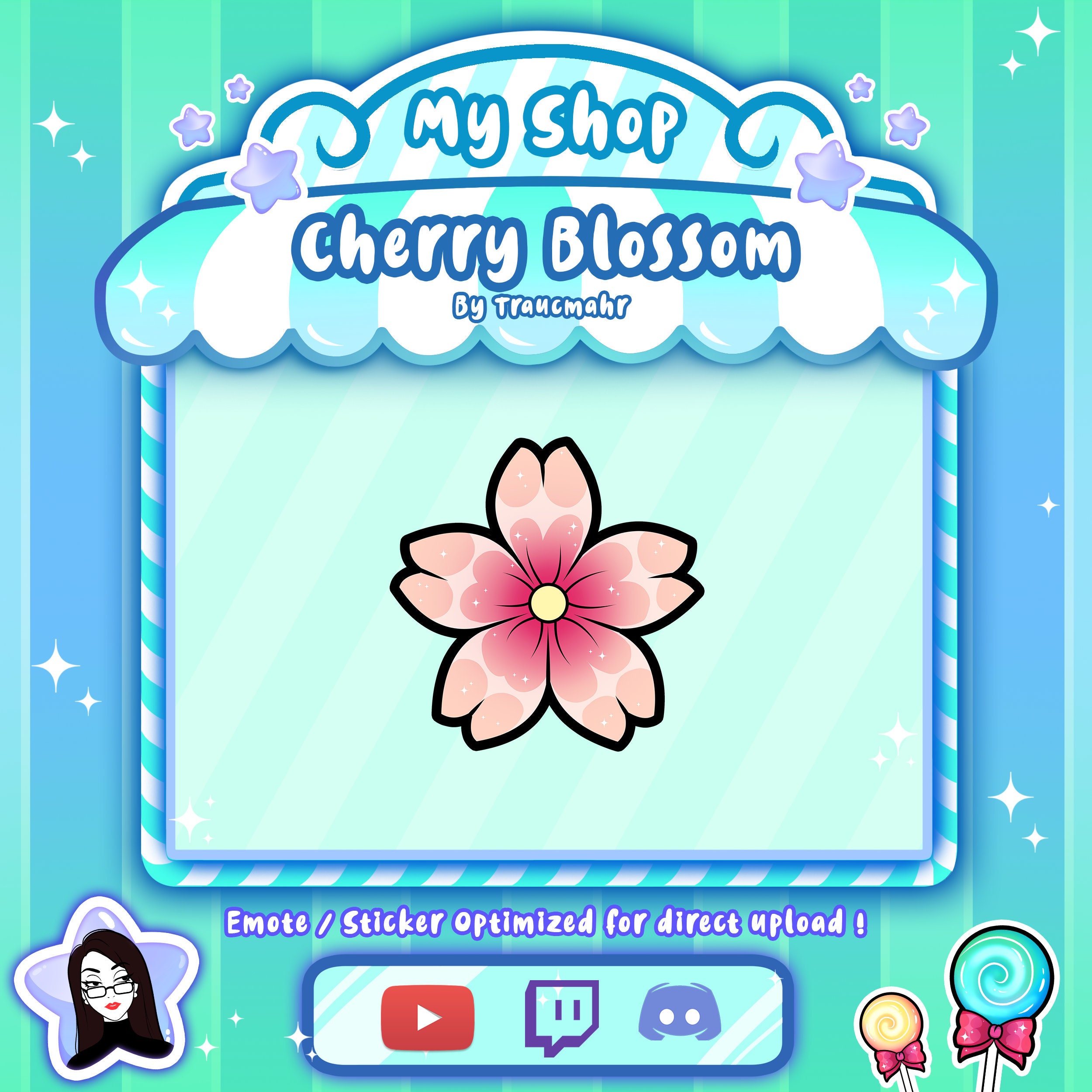 Cute Cherry Blossom Emote for Twitch Discord and More | Etsy