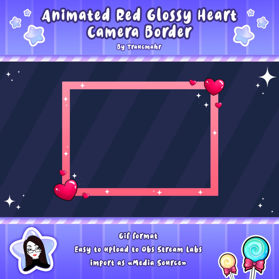 ANIMATED Red Heart Camera Border for Your Stream ! Twitch and Obs ...