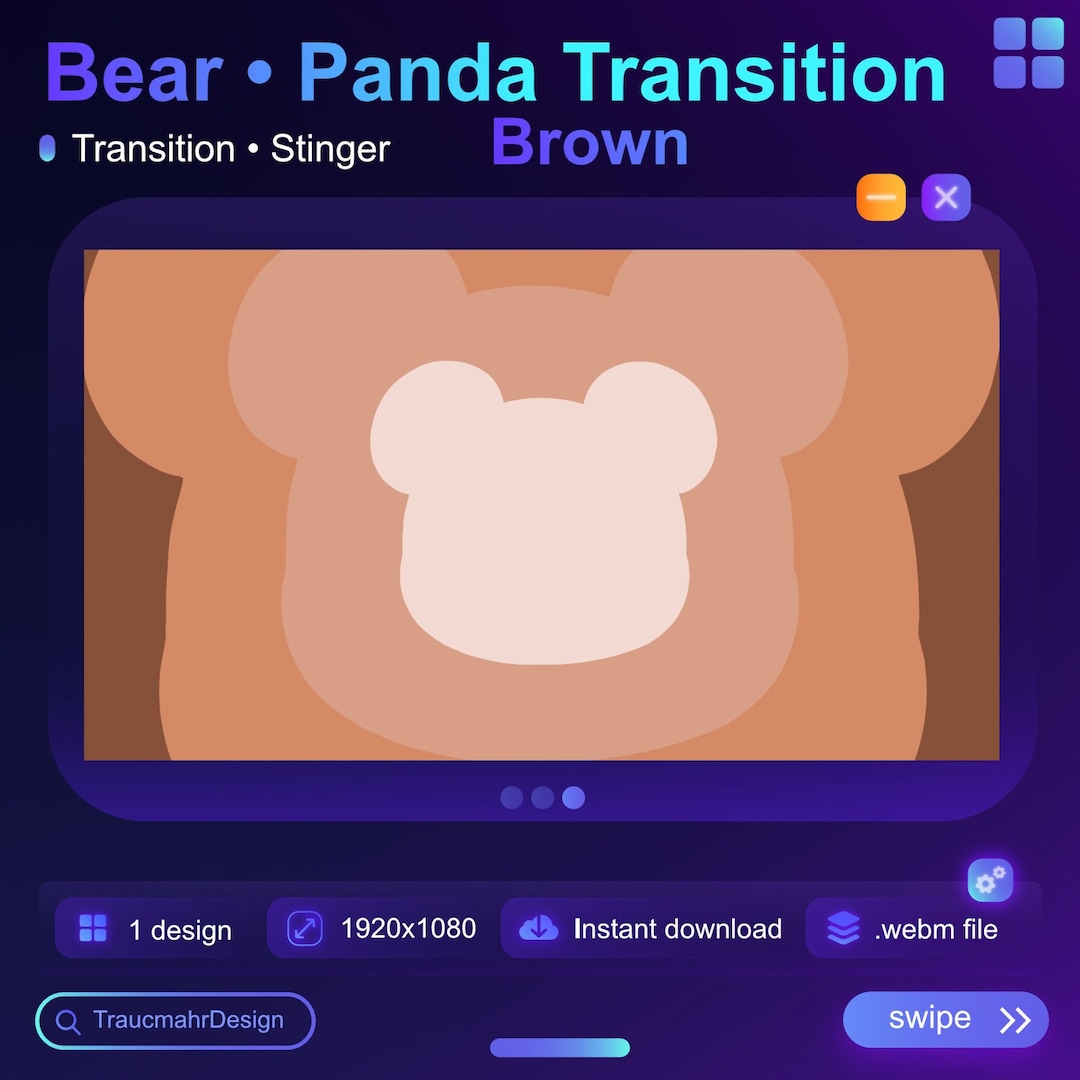 Brown Bear, Panda Animated Transition | Stinger | Stream Animation ...