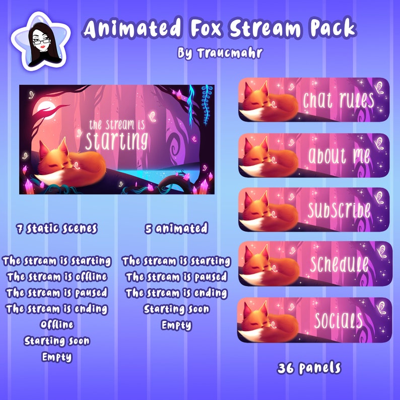 ANIMATED Fox Stream Pack Overlays Scenes Alerts Panels - Etsy