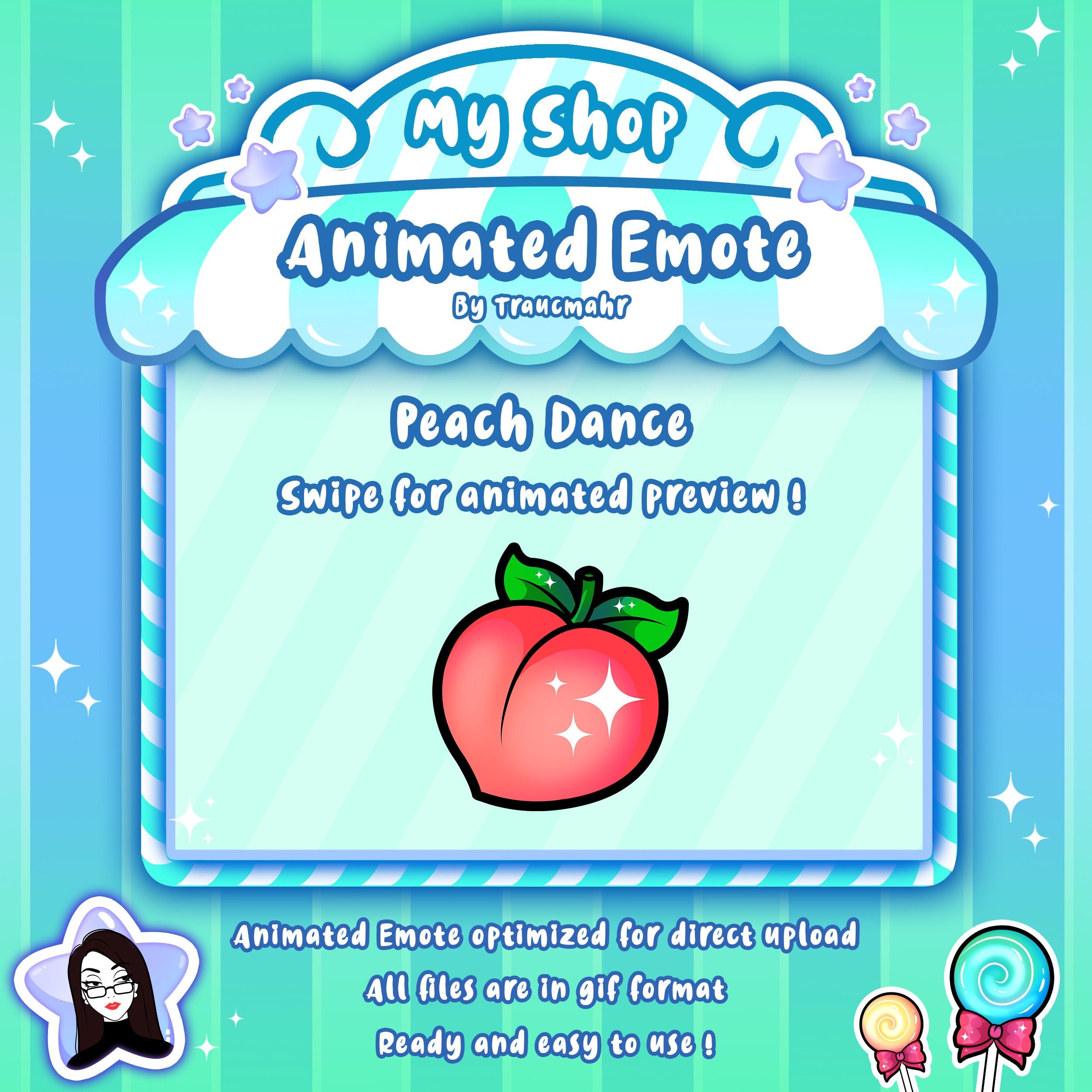 ANIMATED EMOTE Bouncy Peach Emote Peachy Dance Emote Fruit | Etsy