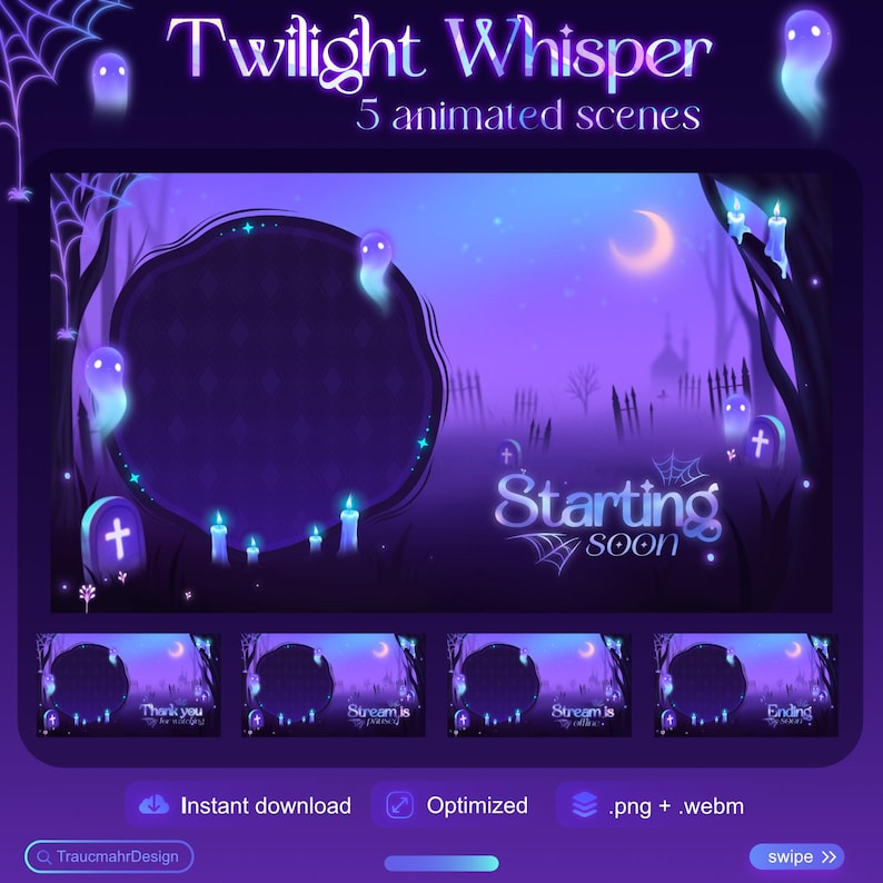 Twilight Whisper ANIMATED Stream Pack | Halloween Overlays, Scenes ...