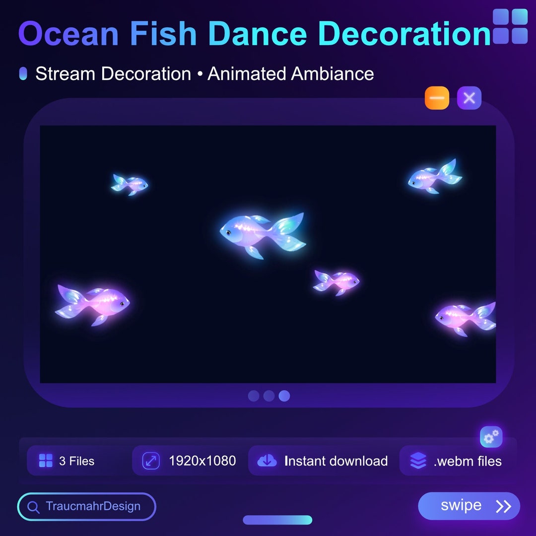 Shiny Fish Dance Animated Stream Decoration | Underwater, Sea, Mermaid ...
