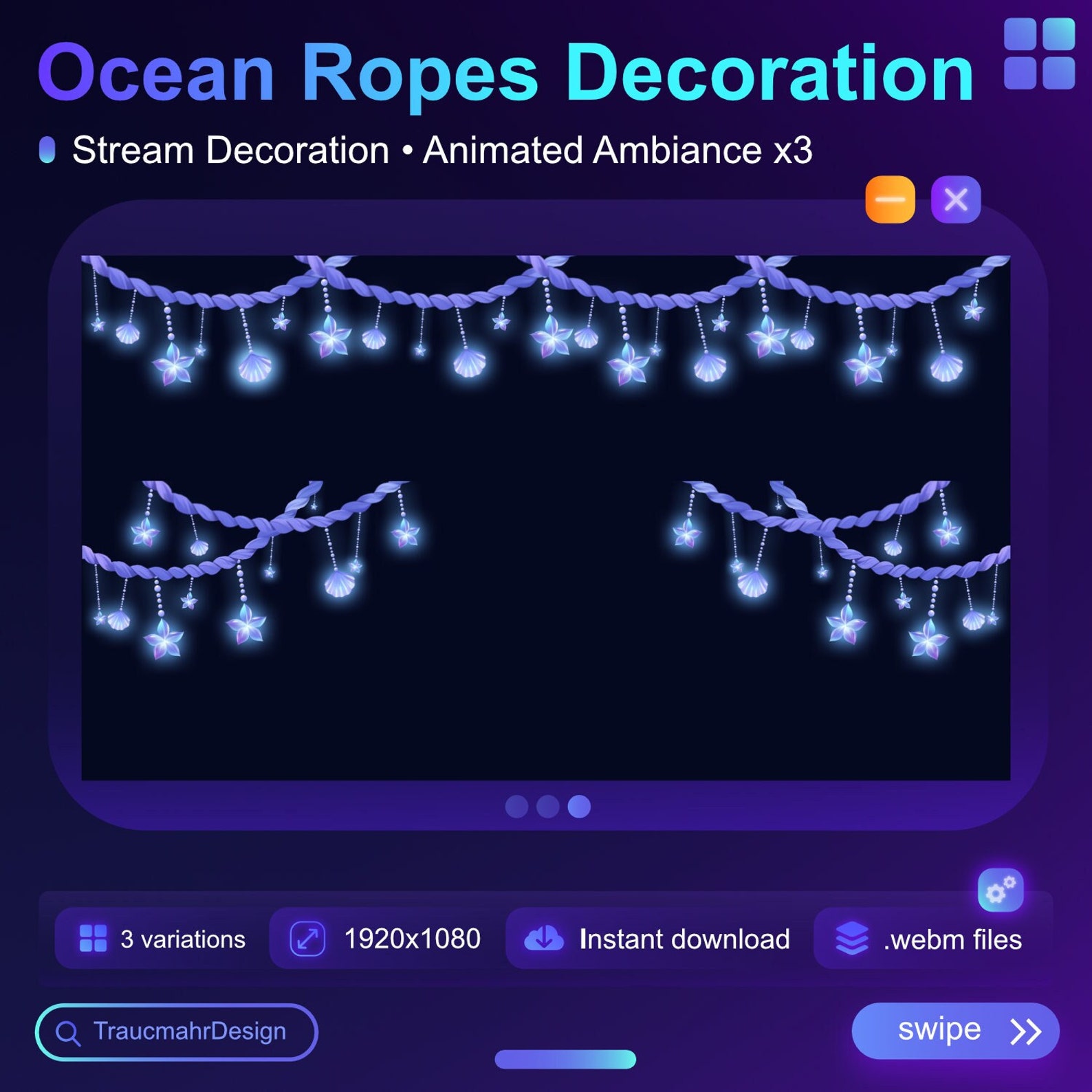 Ocean Garland Ropes Animated Stream Decoration | Underwater, Sea ...