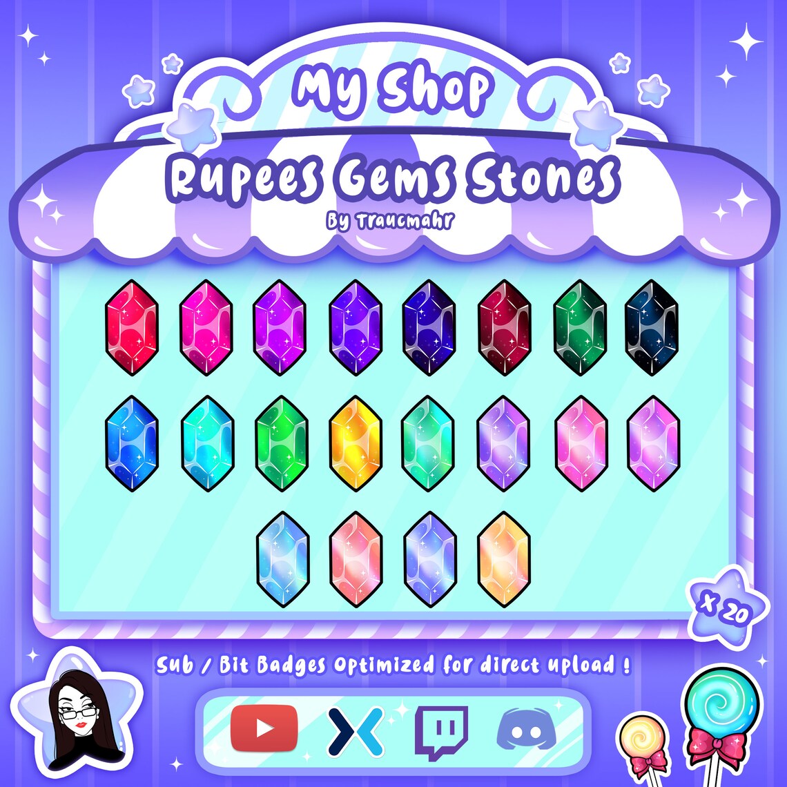 Gem Stones Rupee Sub / Bit Badges for Twitch, Discord and More ! Twitch ...