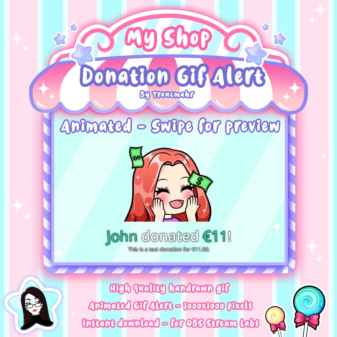 Animated Gif Donation Alert of a Cute Chibi Red Hair Girl for Your ...