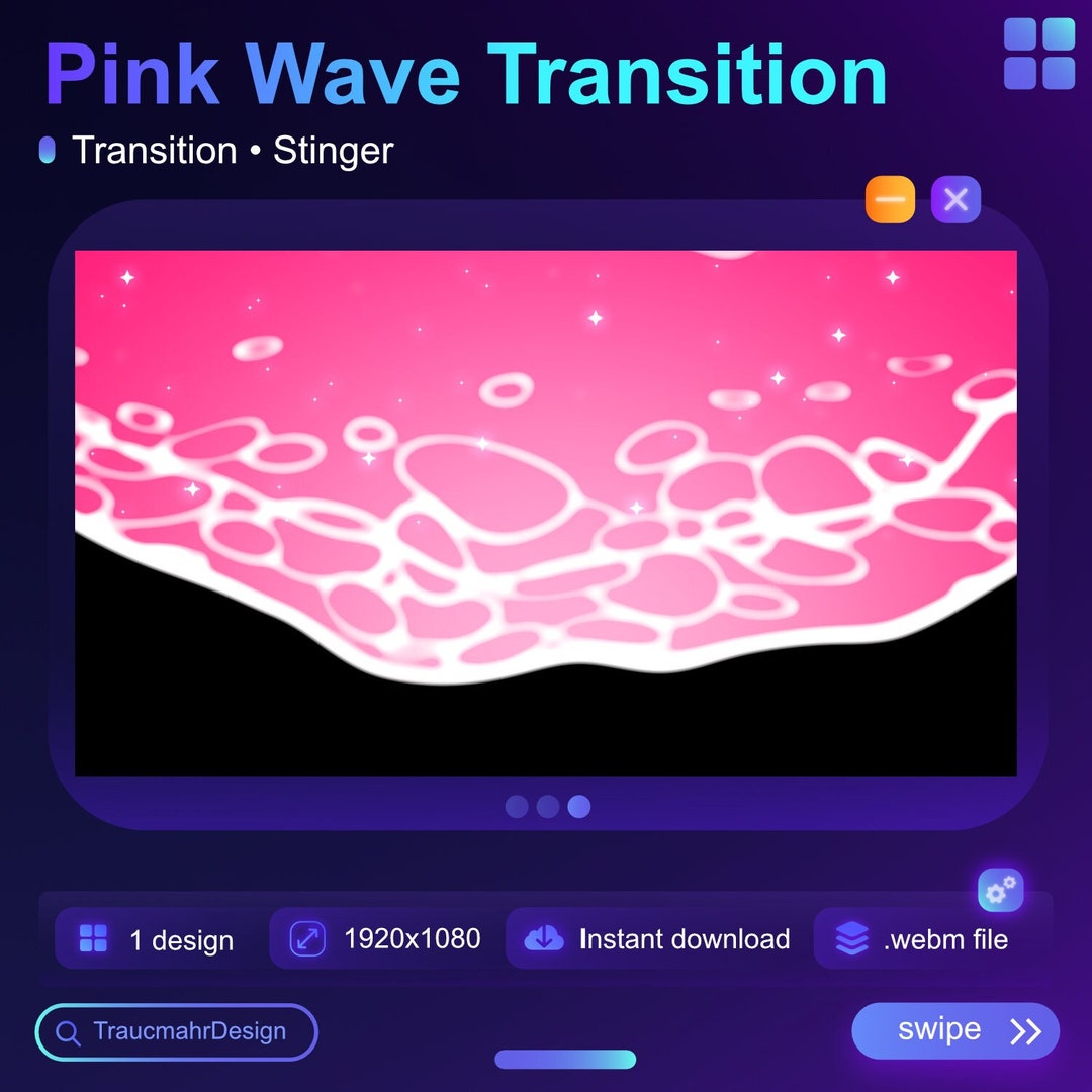 Pink Wave Animated Transition | Stinger | Stream Animation | Overlay ...