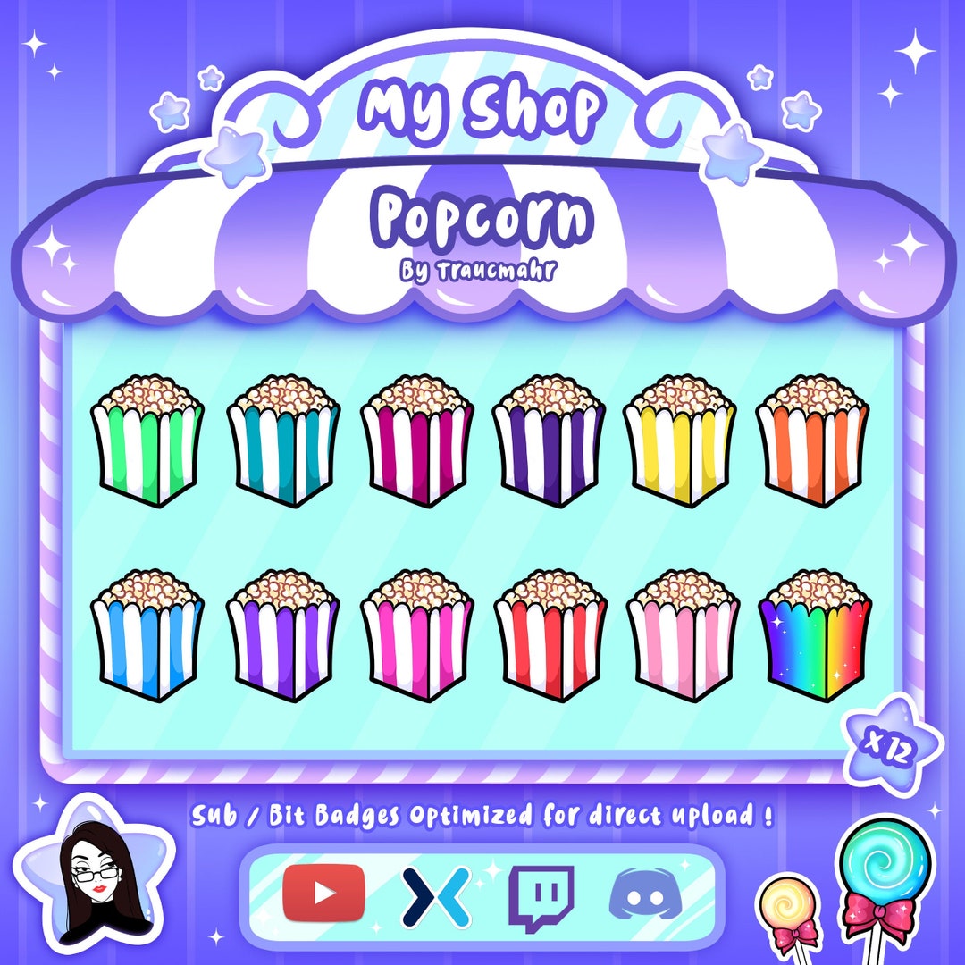 Popcorn Cups Sub / Bit Badges for Twitch, Discord and More ! Twitch ...