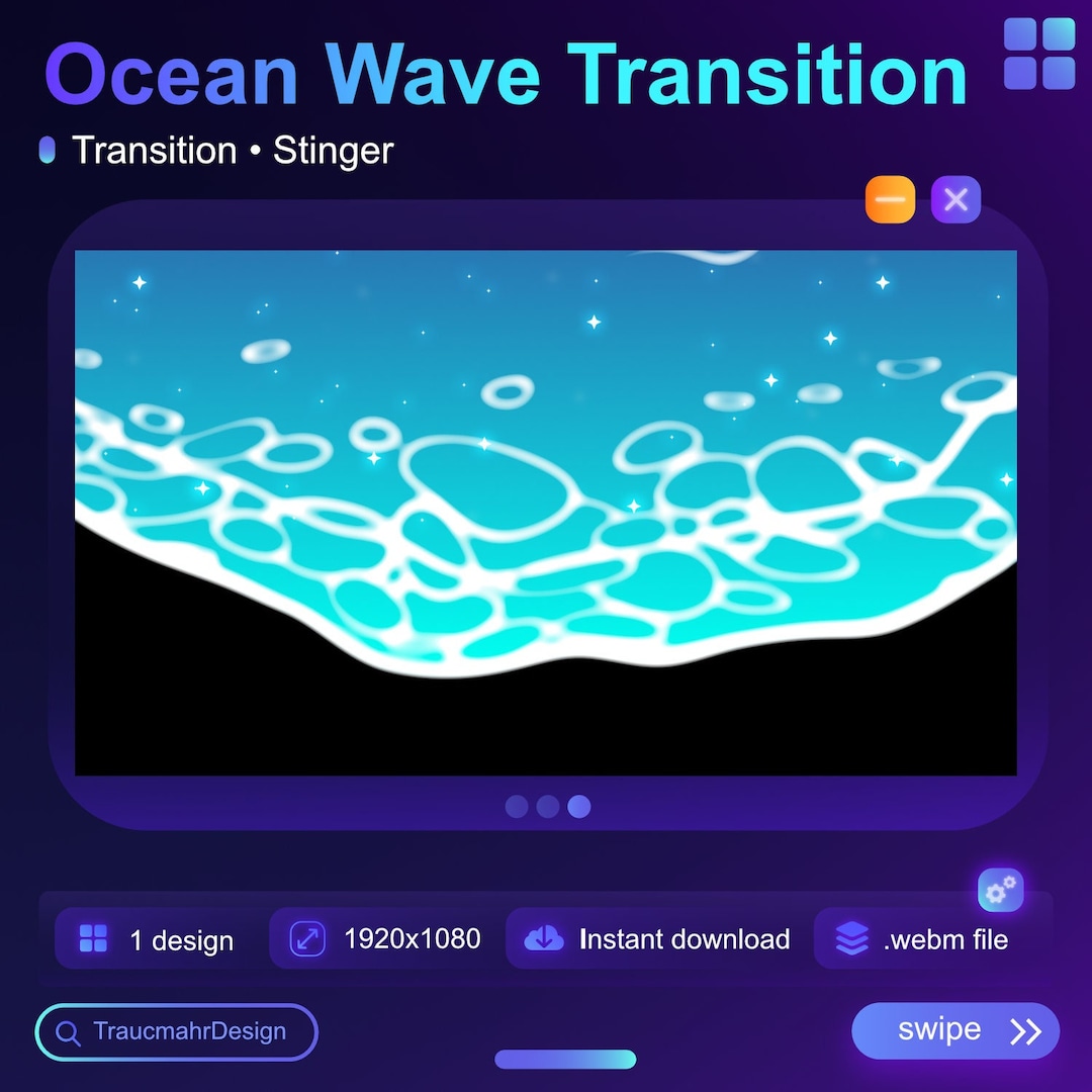 Ocean Wave Animated Transition | Stinger | Animation | Overlay | Vtuber | Blue Wave Ocean ...