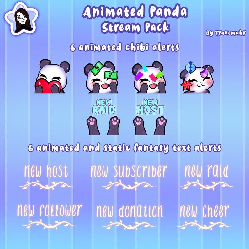 ANIMATED Panda Stream Pack, Overlays, Scenes, Alerts, Panels, Camera ...