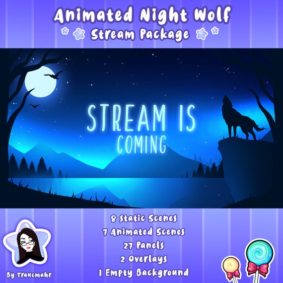 ANIMATED Wolf Stream Pack for Twitch 7 Animated Scenes 8 | Etsy