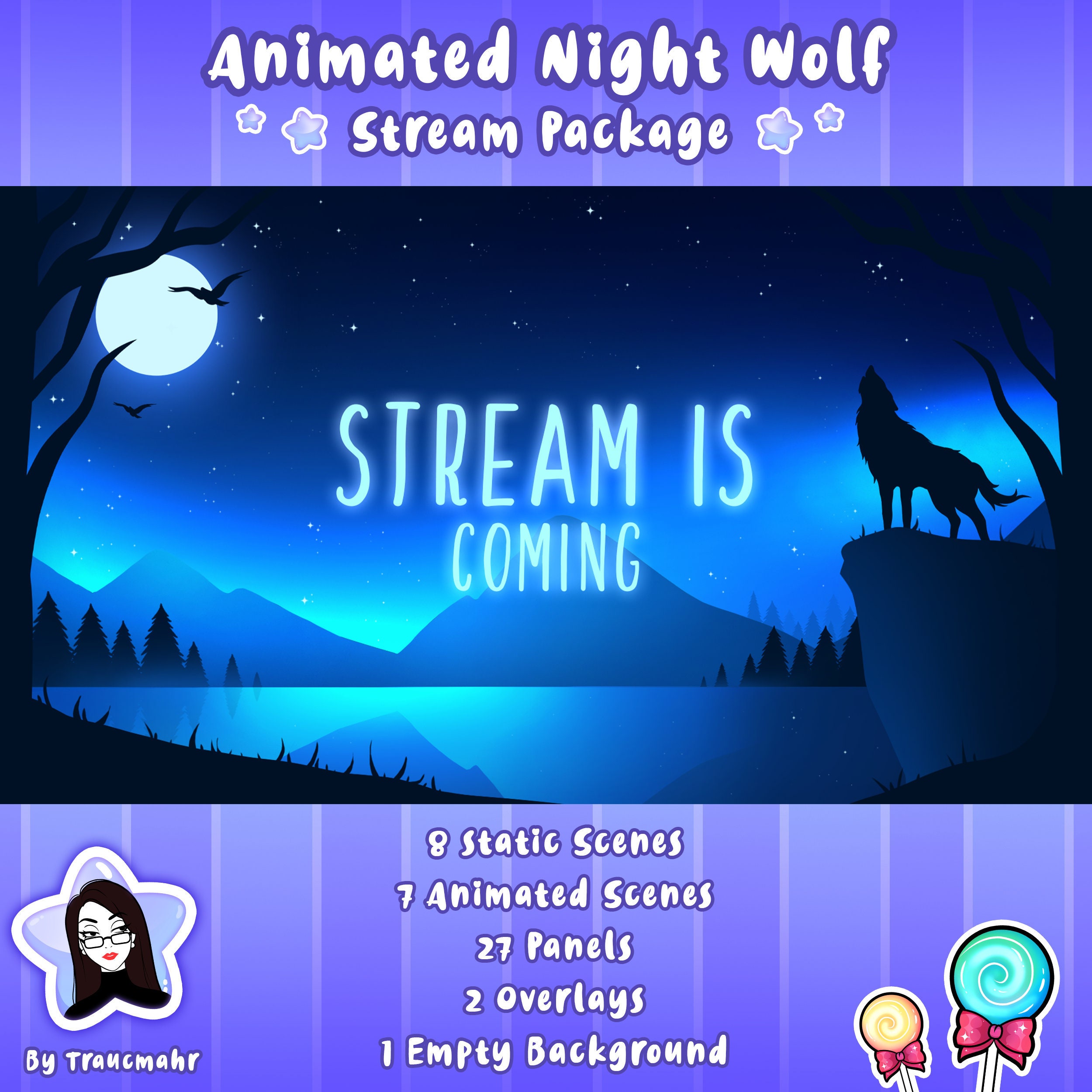 ANIMATED Wolf Stream Pack for Twitch 7 Animated Scenes 8 | Etsy