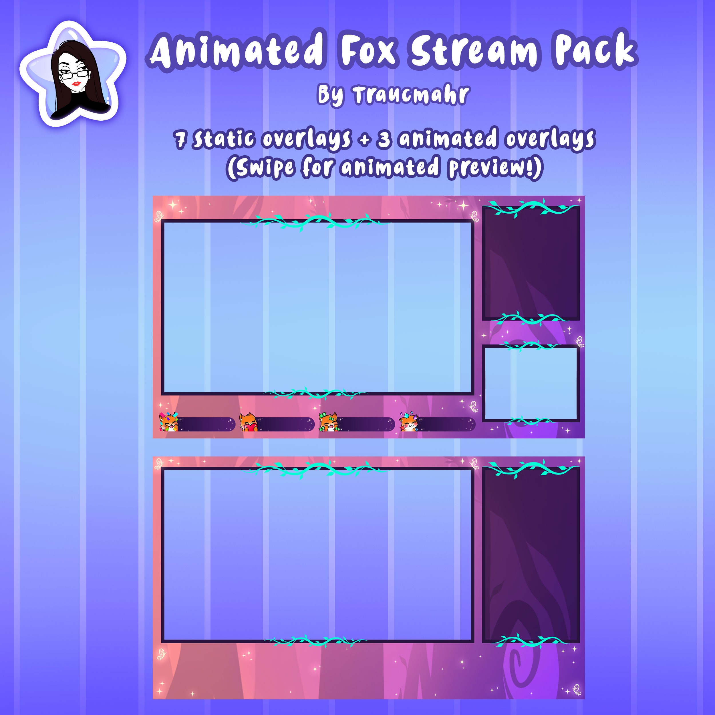 ANIMATED Fox Stream Pack Overlays Scenes Alerts Panels - Etsy