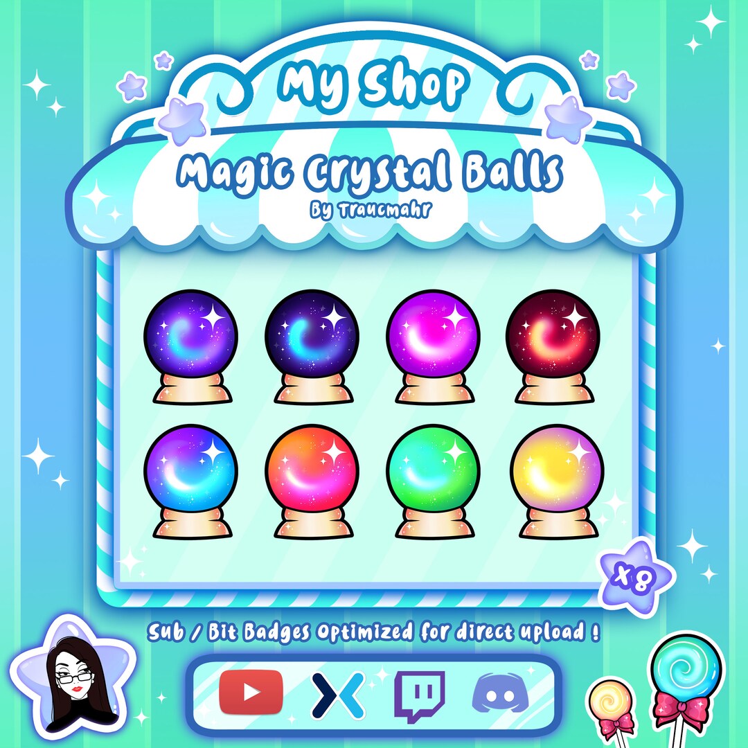 Shiny Magic Crystal Balls Sub / Bit Badges for Twitch, Discord and More ...