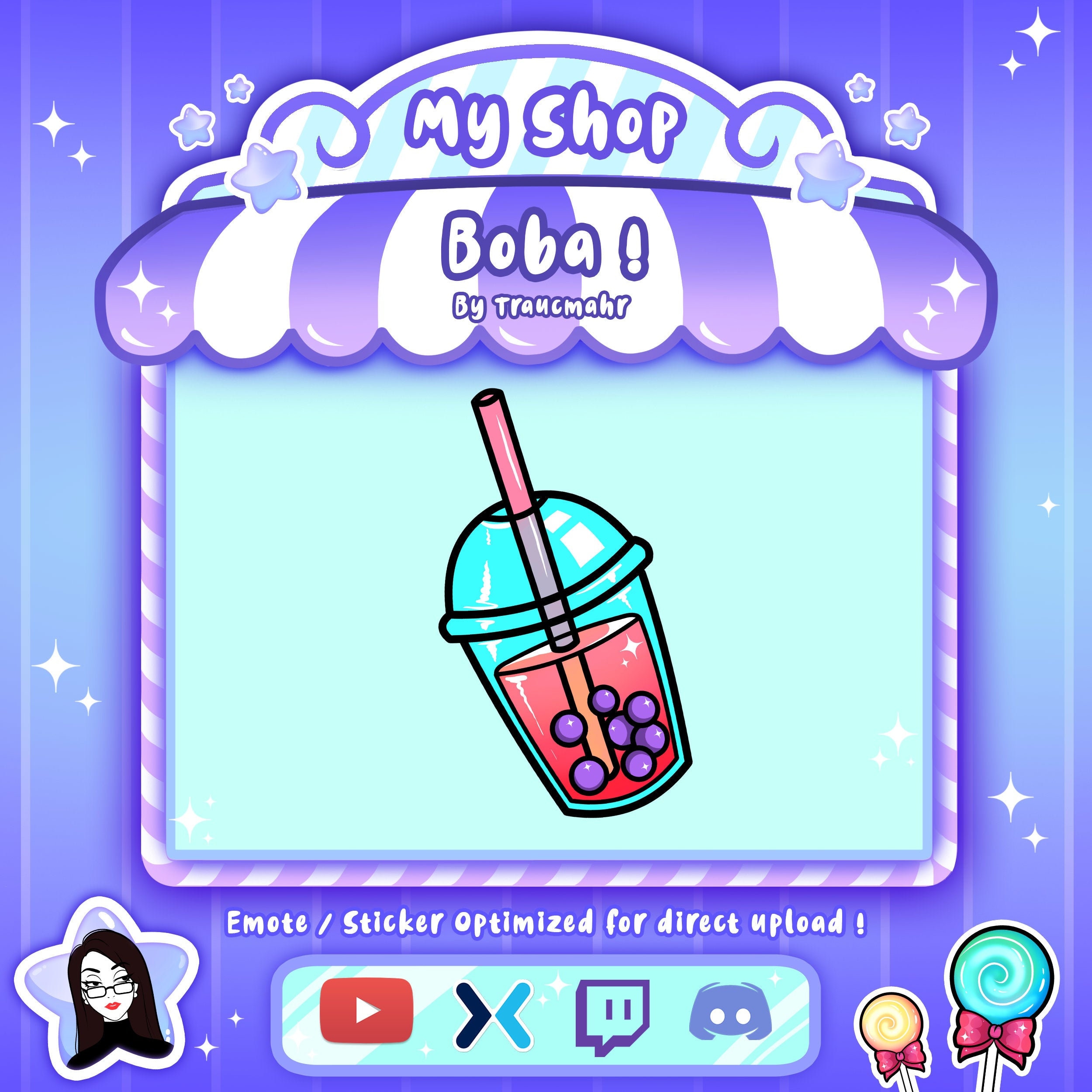 Boba Drink Emote for Twitch Discord Mixer and More - Etsy Denmark