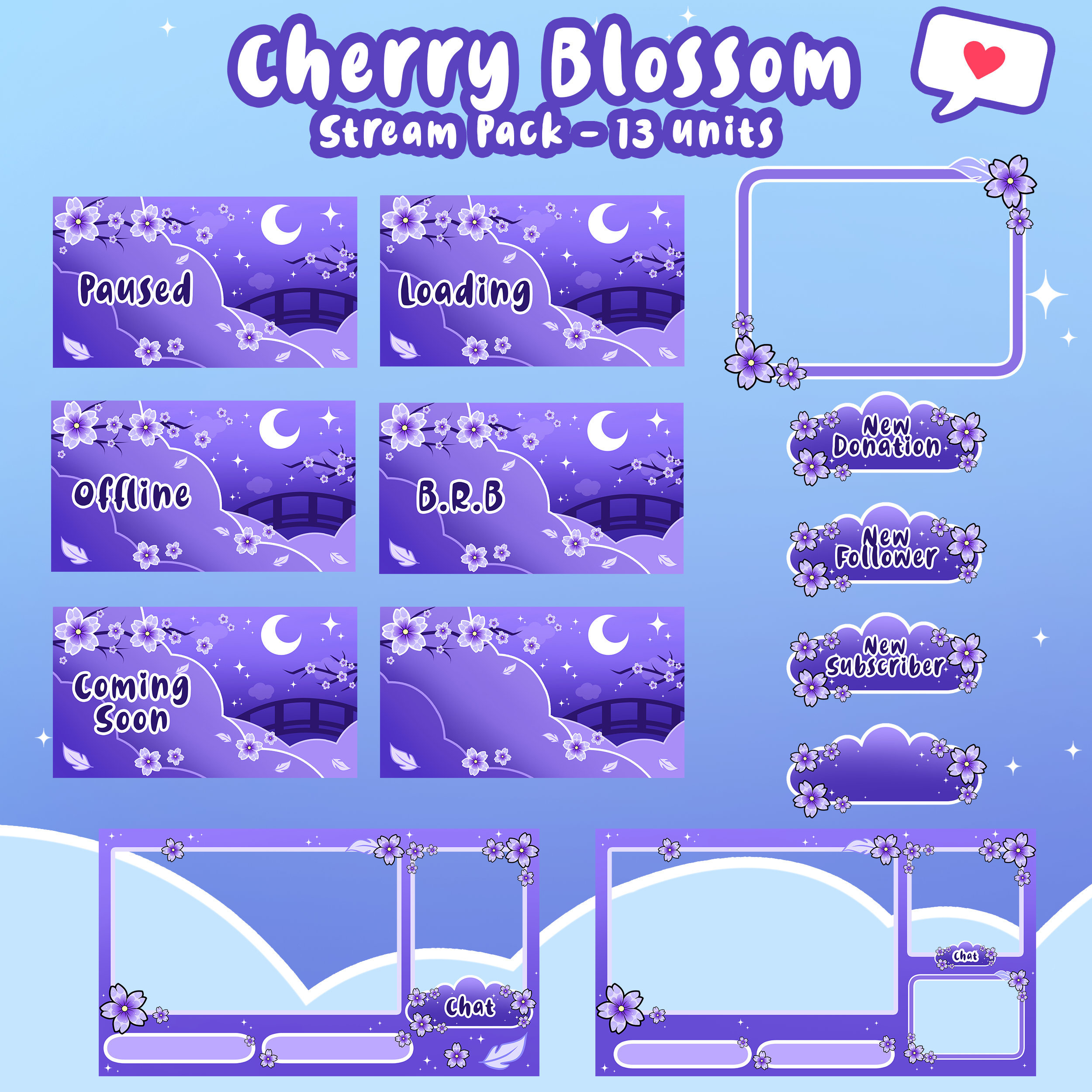 Cherry Blossom Purple Overlays Scenes and Alerts Mega Pack - Etsy Canada