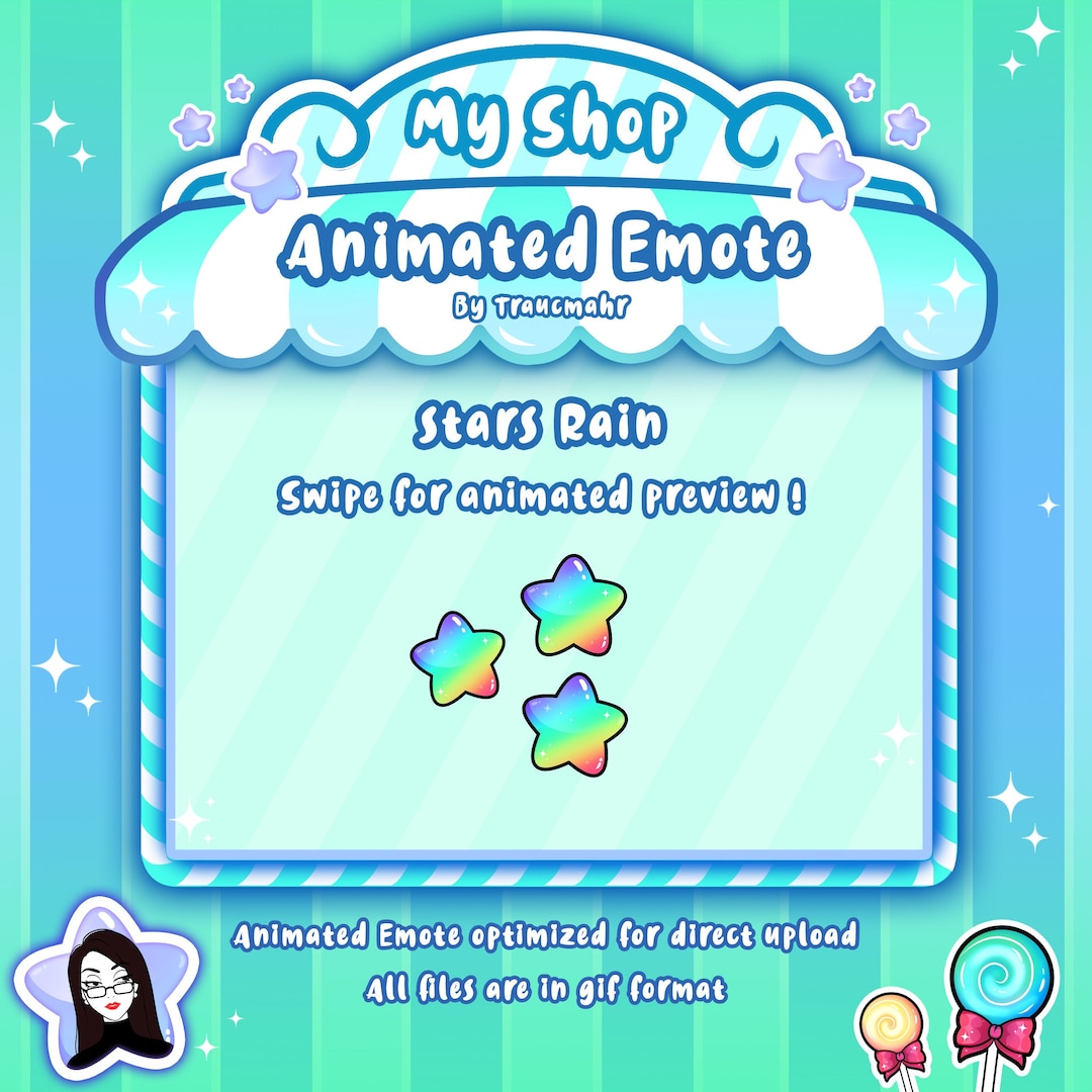 ANIMATED EMOTE, Rainbow Stars Emote, Hype Emote, Stars Rain Emote ...
